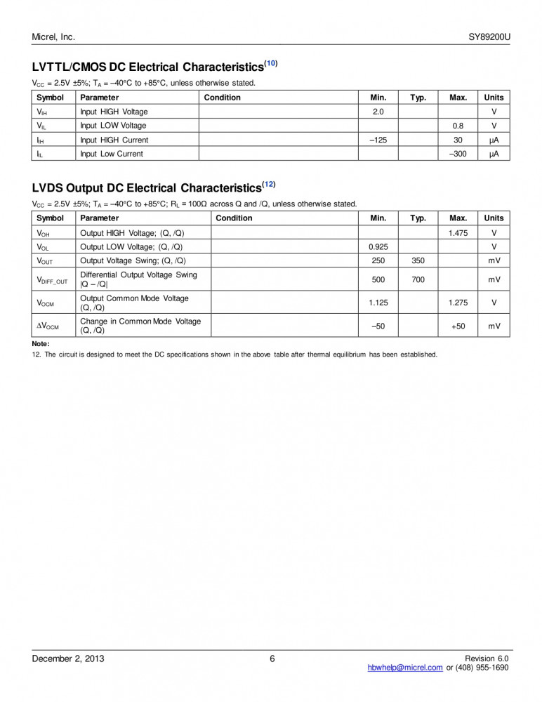 SY89200U datasheet page 6