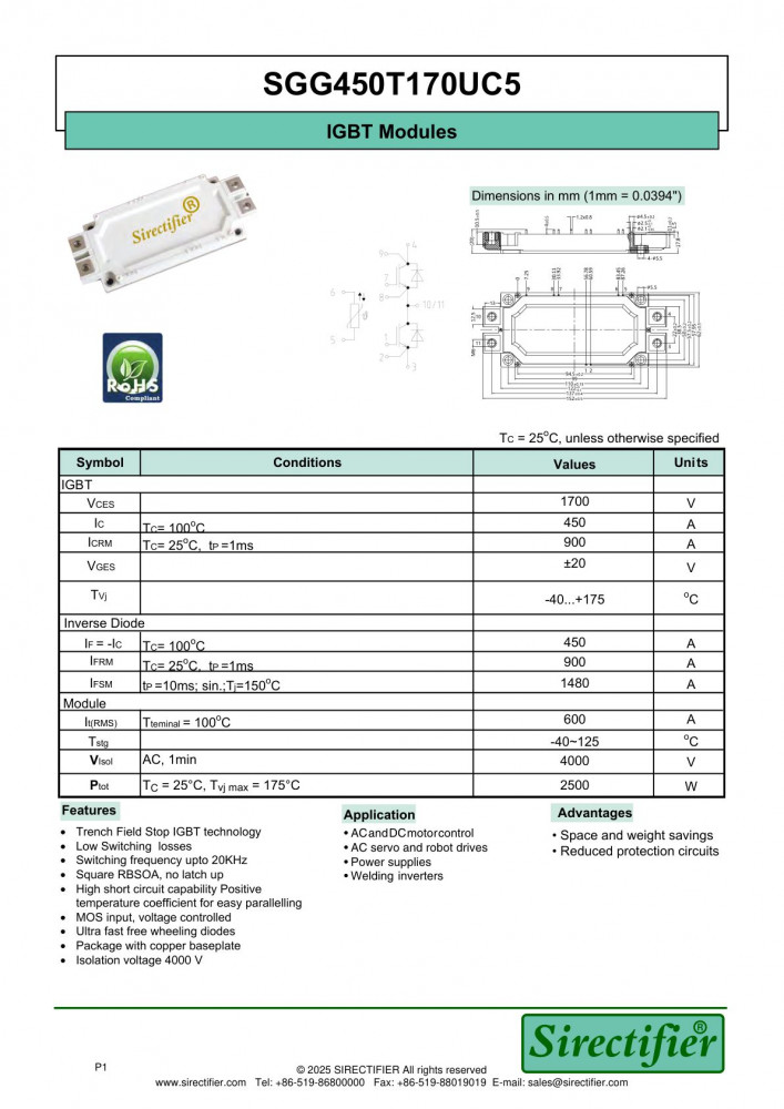 SGG450T170UC5 datasheet page 1