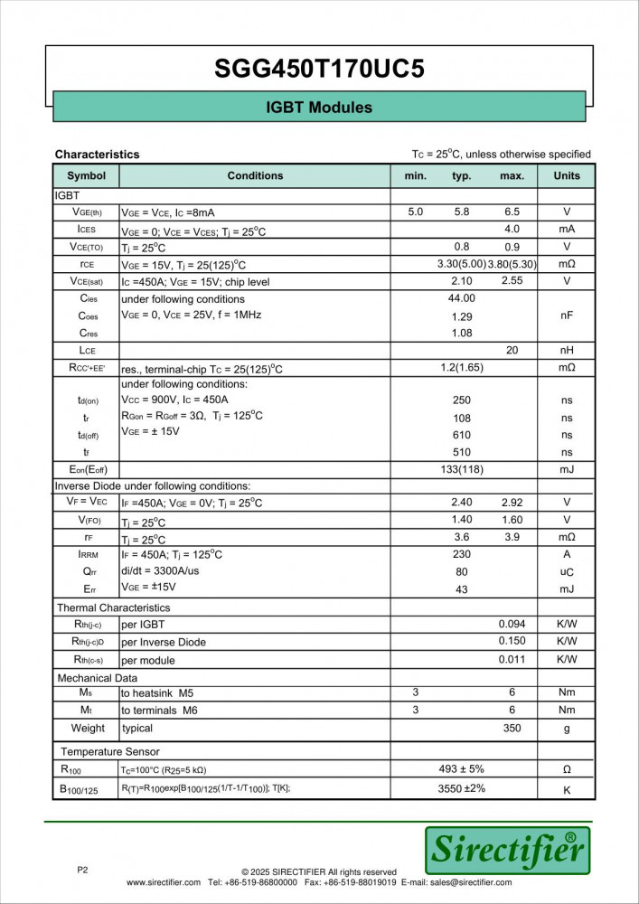 SGG450T170UC5 datasheet page 2