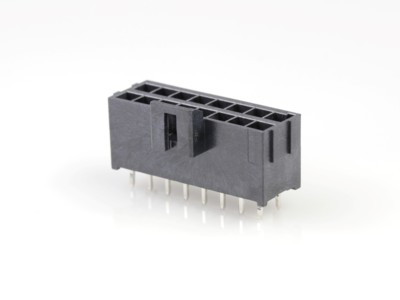 Ultra-Fit Vertical Header, 3.50mm Pitch, Dual Row, 16 Circuits, with Kinked Pins, 0.38µm Gold (Au) Plating, Natural, Glow-Wire Capable, Tray