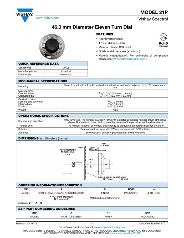 21PA11B10 technical document page 1