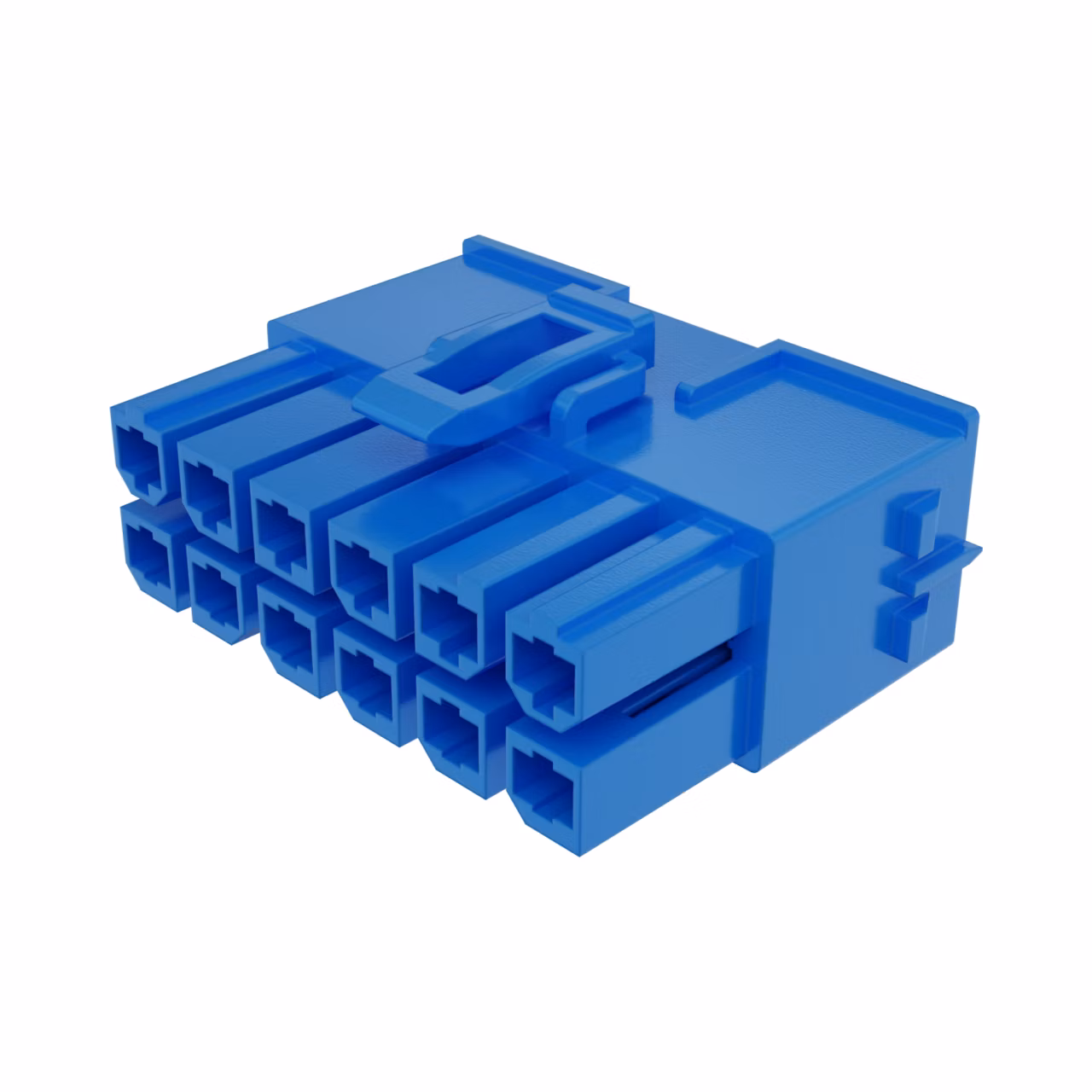 Mega-Fit ColorLock Tangless TPA-Capable Receptacle Housing, Dual Row, 12 Circuit, UL 94V-0, Glow-Wire Capable, Blue for sale