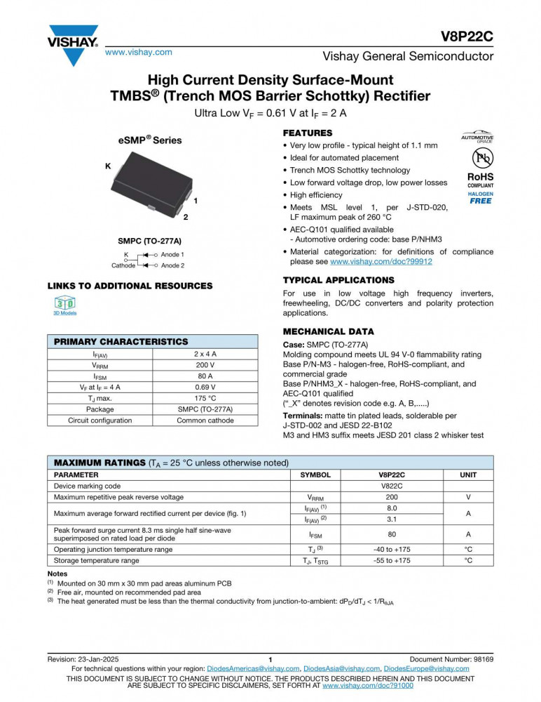 V8P22C datasheet page 1