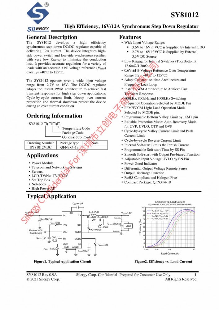 SY81012VDC datasheet page 1