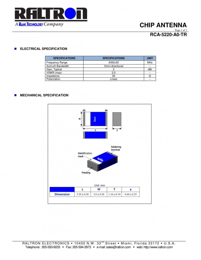 RCA-5220-A0-TR technical document page 1
