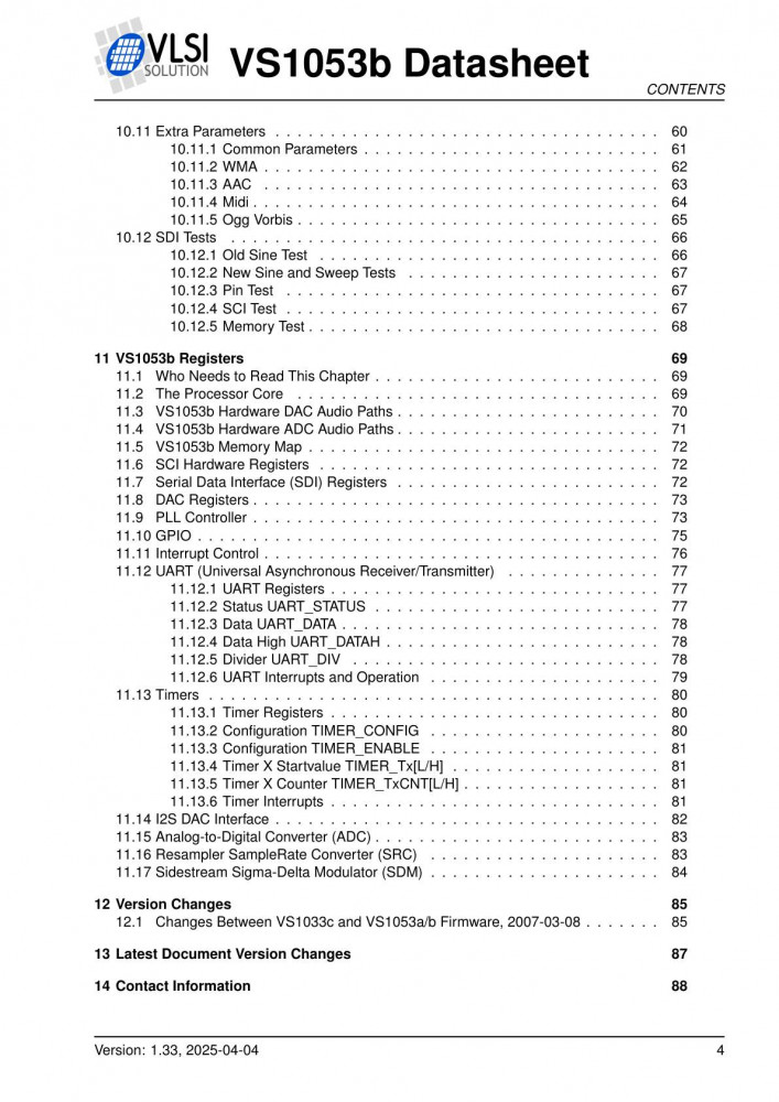 VS1053 datasheet page 4