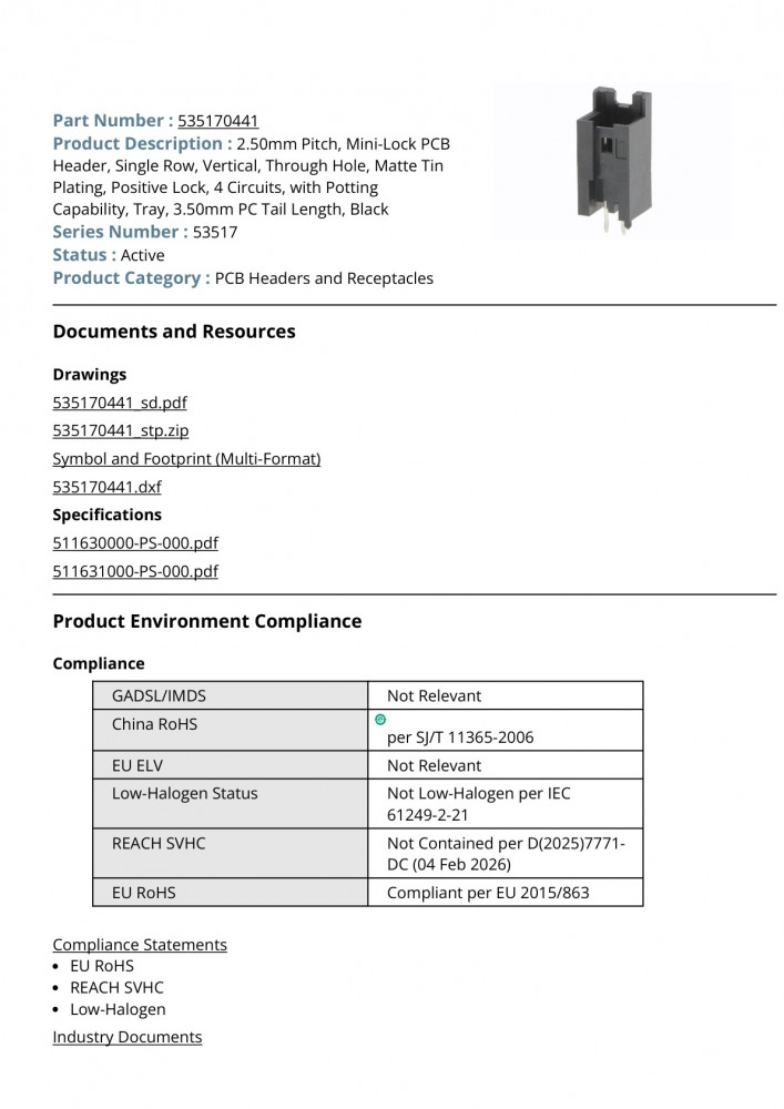 MOLEX 535170441 technical document image 1
