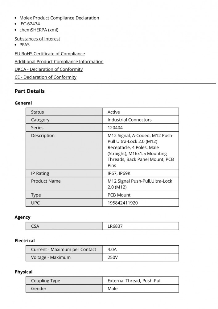Molex Ultra Lock M12 product specification page 2