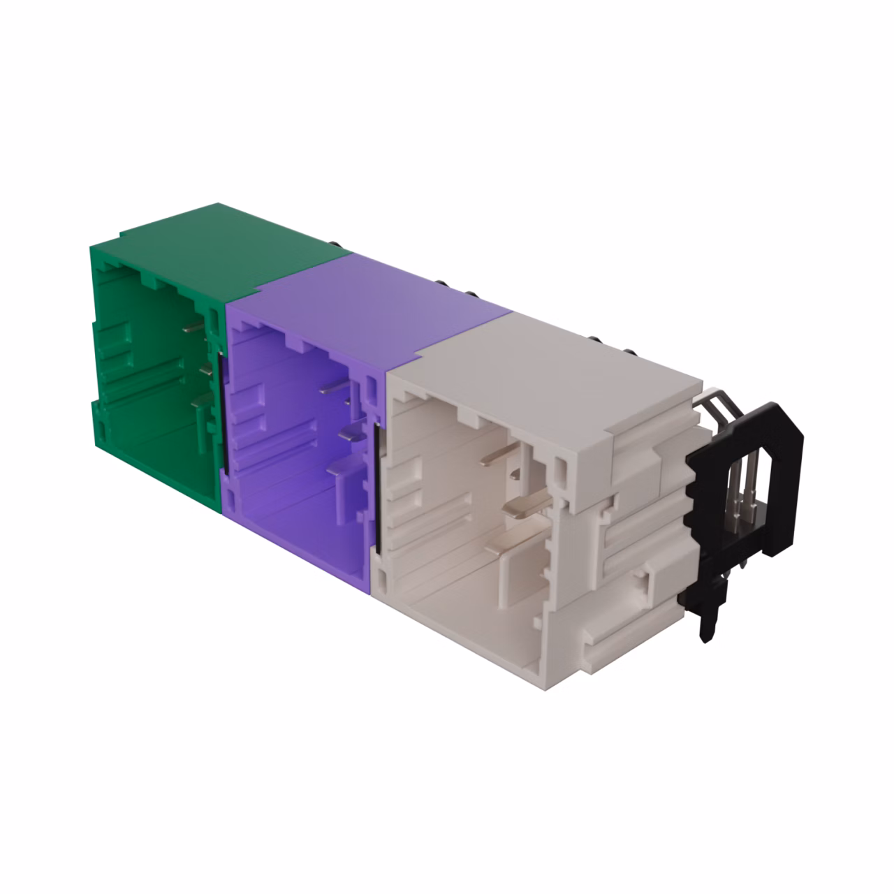 stAK50h 3 Bay Right-Angle Hybrid Header, 36 Circuits, Bay 1: 12 Circuits/Key 2/Green; Bay 2: 12 Circuits/Key 3/Purple; Bay 3: 12 Circuits/Key 4/Gray; Tube for sale