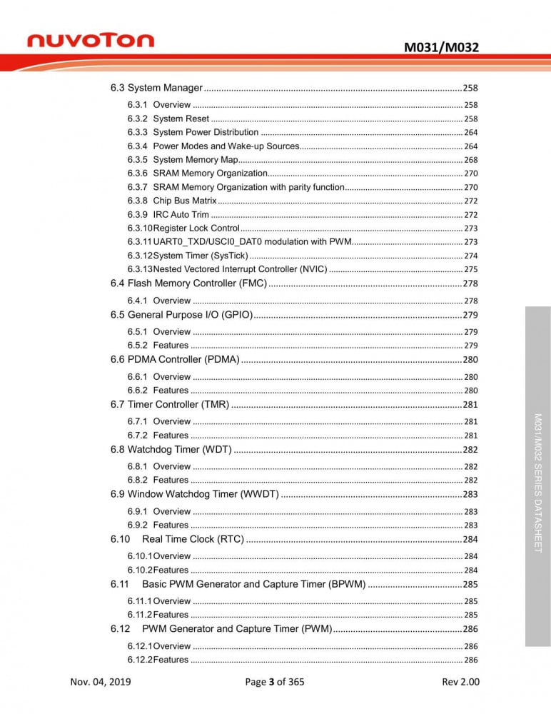 M031 M032 datasheet page 3