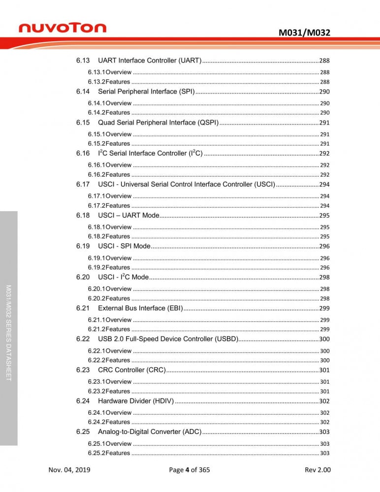 M031 M032 datasheet page 4
