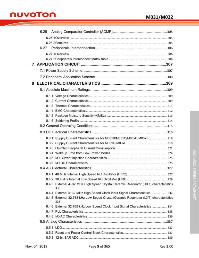 M031 M032 datasheet page 5