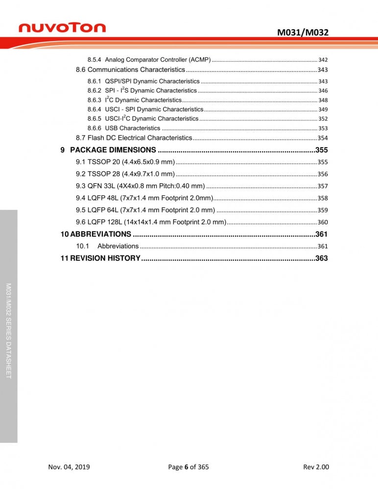 M031 M032 datasheet page 6