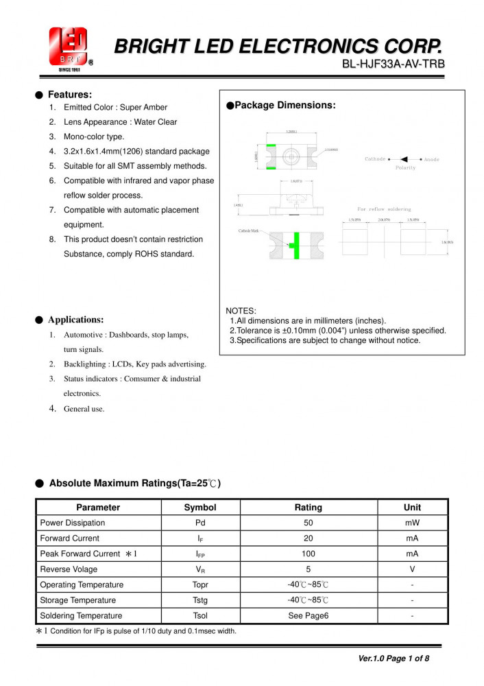 BL-HJF33A-AV-TRB datasheet page 1