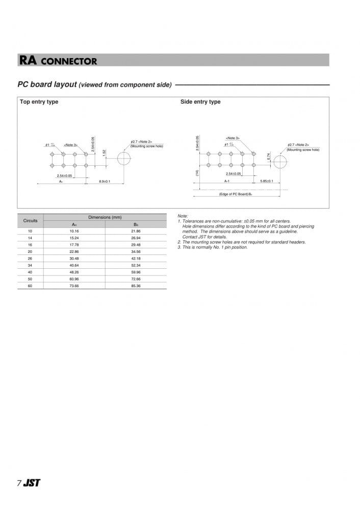 JST RA connector catalog page 7