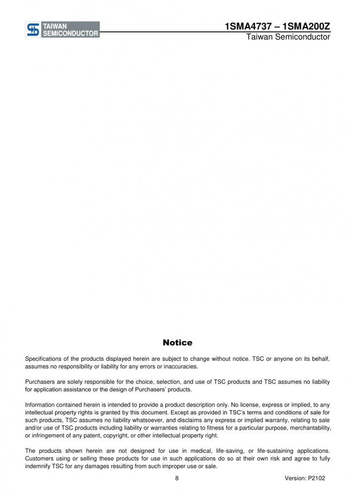 Taiwan Semiconductor Zener diode datasheet page 8