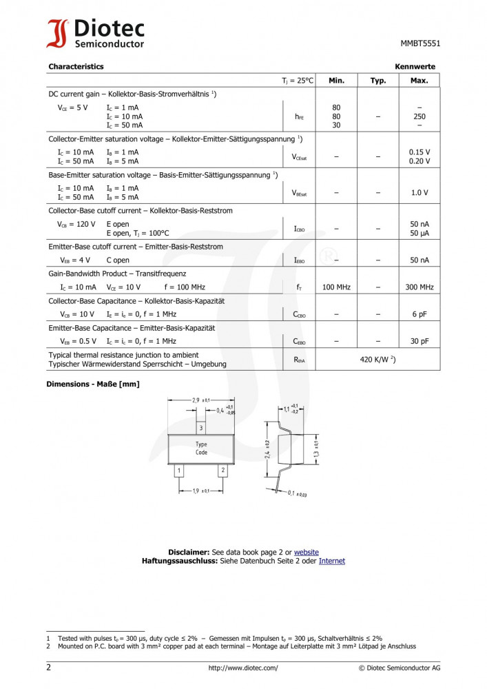 MMBT5551-AQ technical document page 2