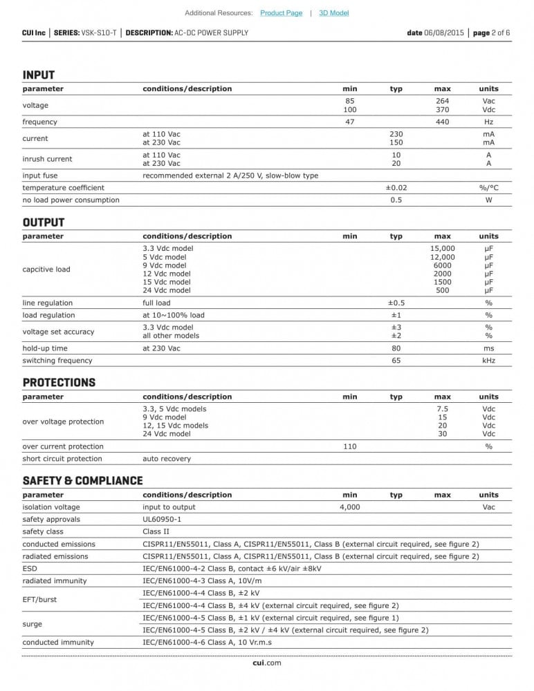 CUI VSK-S10-T datasheet page 2