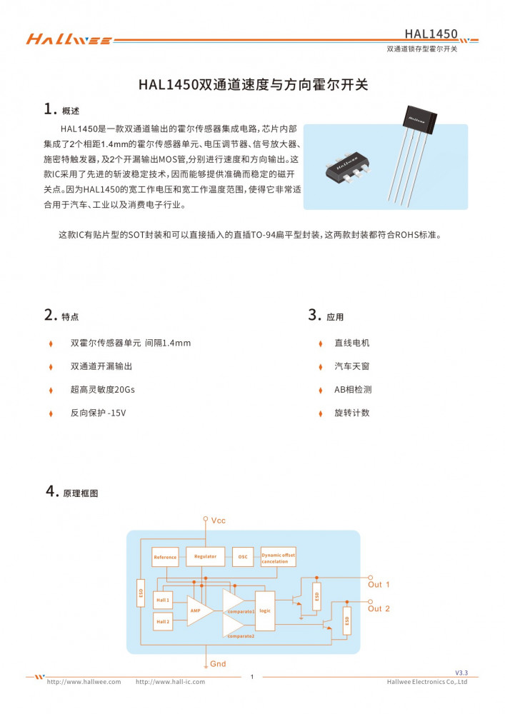 HAL1450 technical document page 1