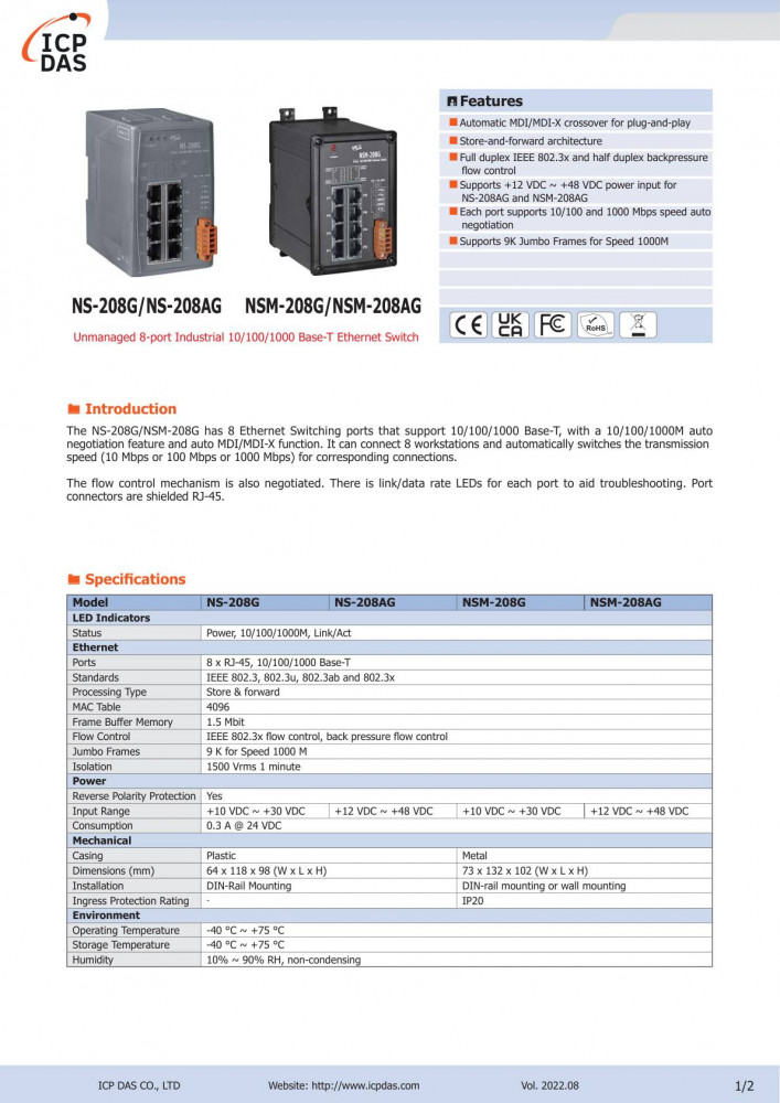 NSM-208AG product documentation image, page 1