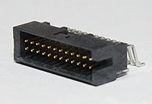Slim-Grid Header, 20 Circuits, Surface Mount, Right-Angle, Shrouded, 0.76µm Gold (Au) Plated, with Pick-and-Place Polyimide Tape, Tube, Lead-Free