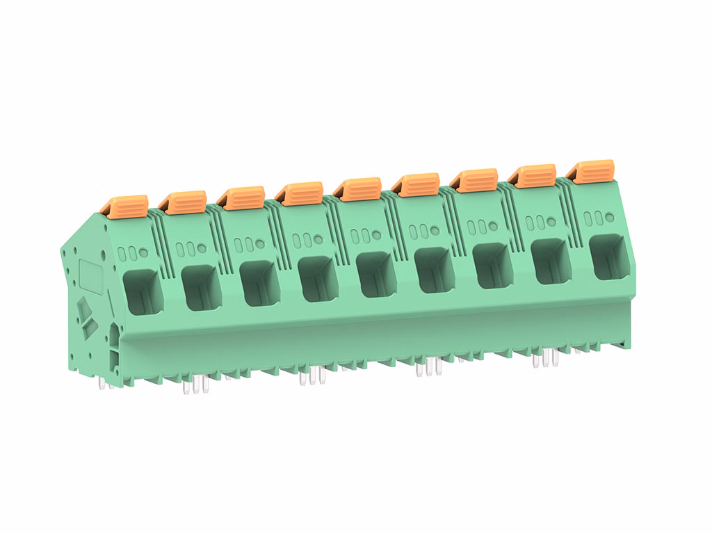 15.00mm Pitch Lever Activated Fixed Mount PCB Terminal Block, 35° Wire Entry, Left Rear Terminal, 9 Circuits for sale