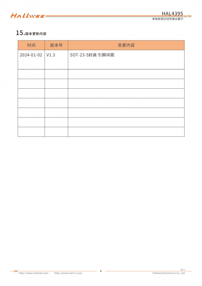 HAL4395SO5 datasheet page 6
