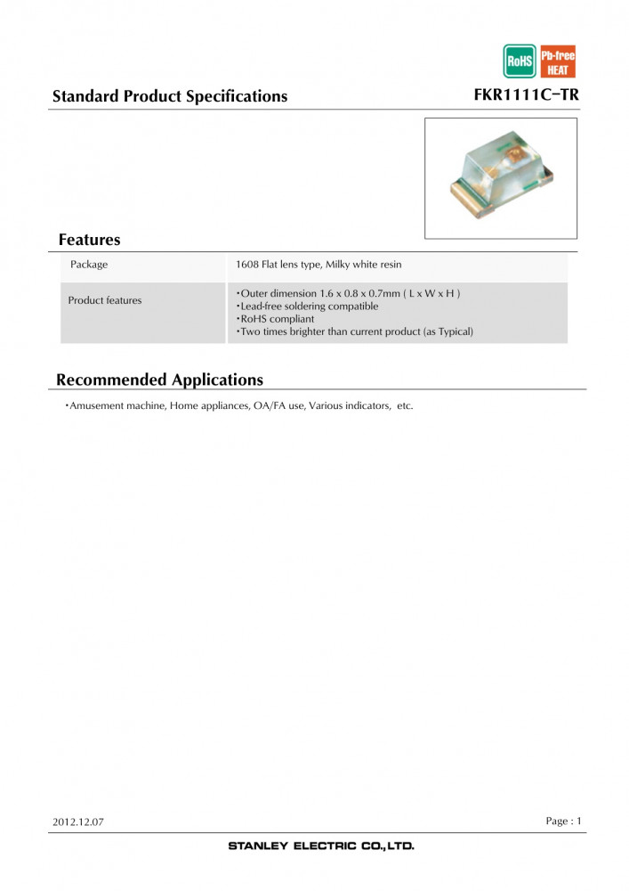 FKR1111C technical document page 1