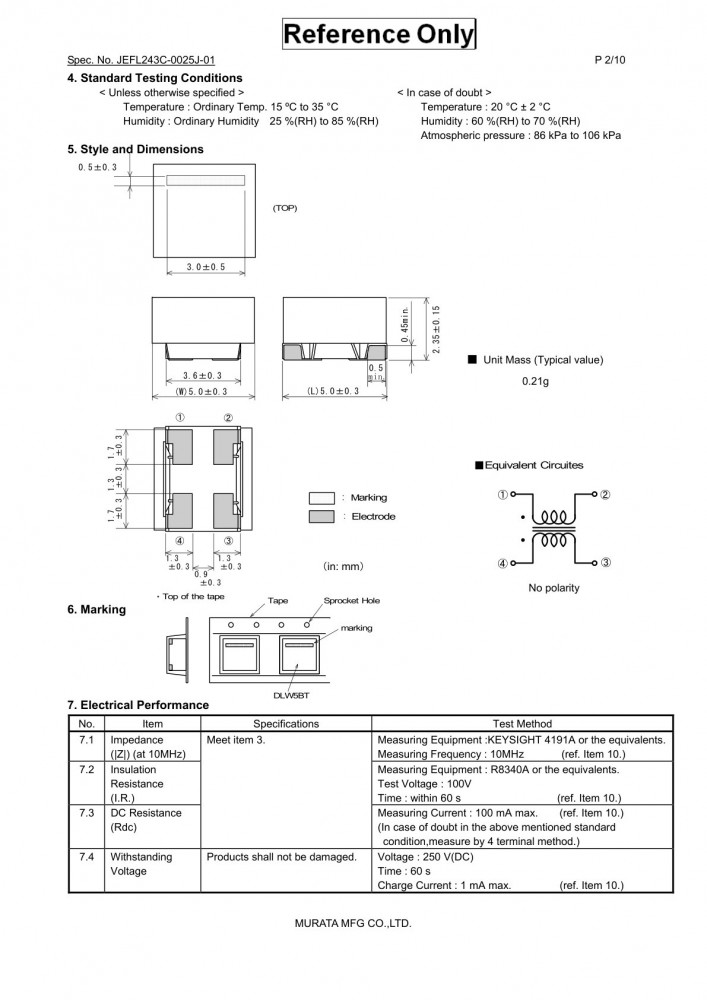 Murata DLW5BTM142TQ2L specification page 2