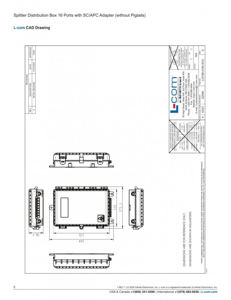 LCFDB-416A-SCA dimensional drawing