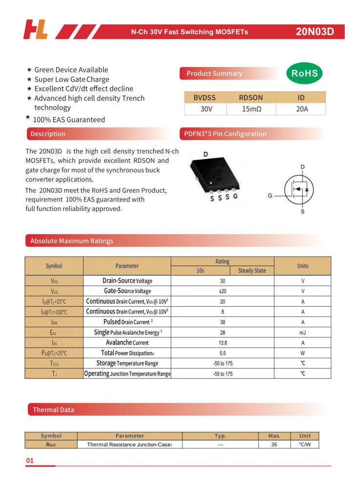 20N03D datasheet page 1