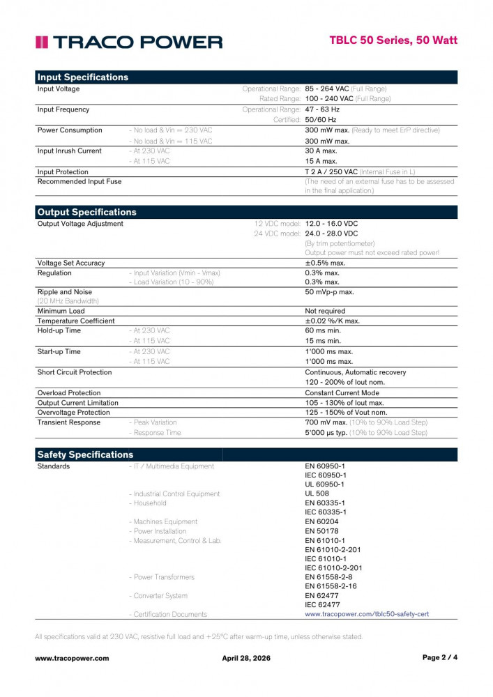 TBLC 50 documentation page 2