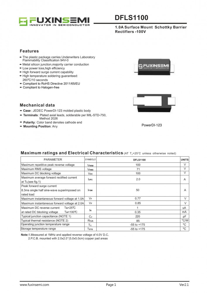 DFLS1100 technical document page 1