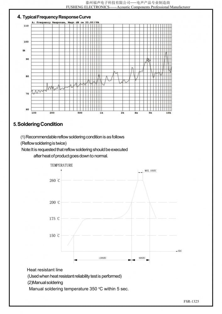 FSR-1325-5V frequency response and soldering