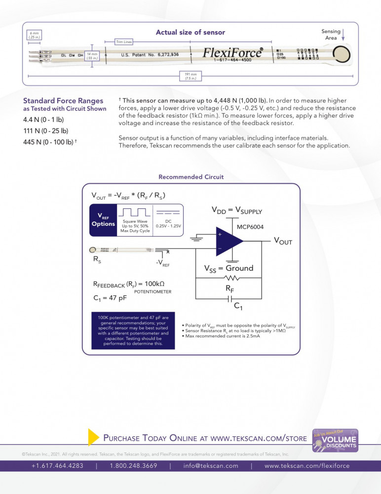 FlexiForce A201 product documentation page 2