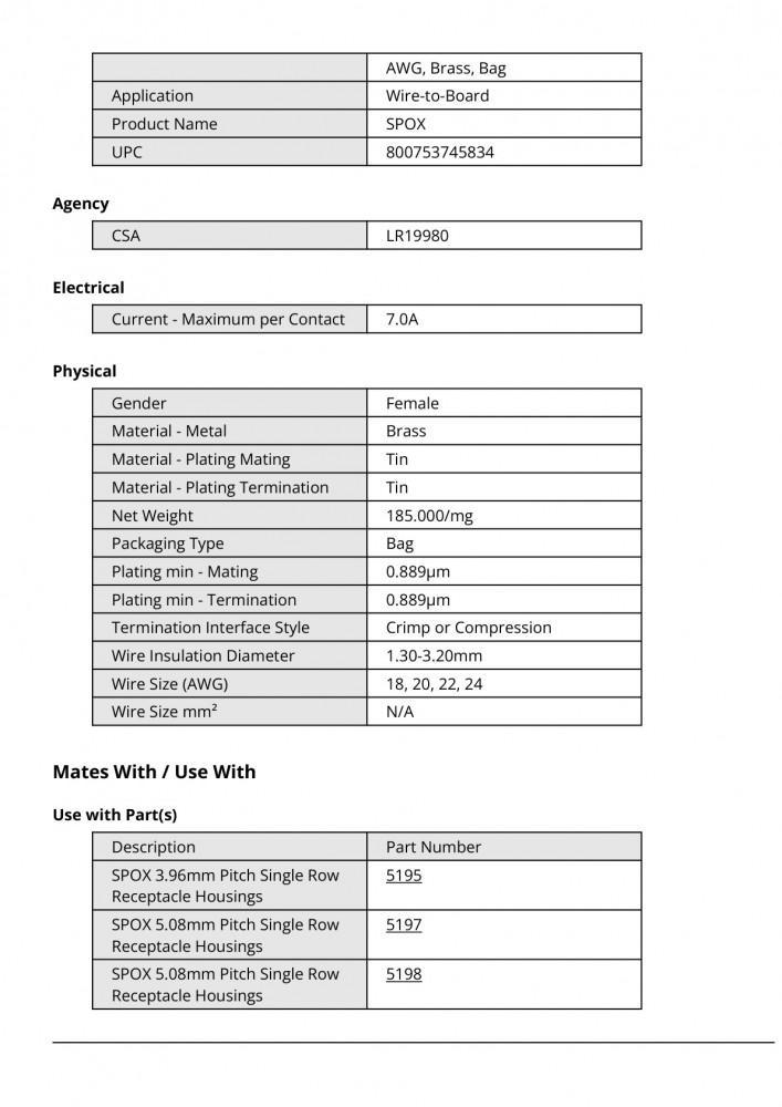 MOLEX connector specification document page 3
