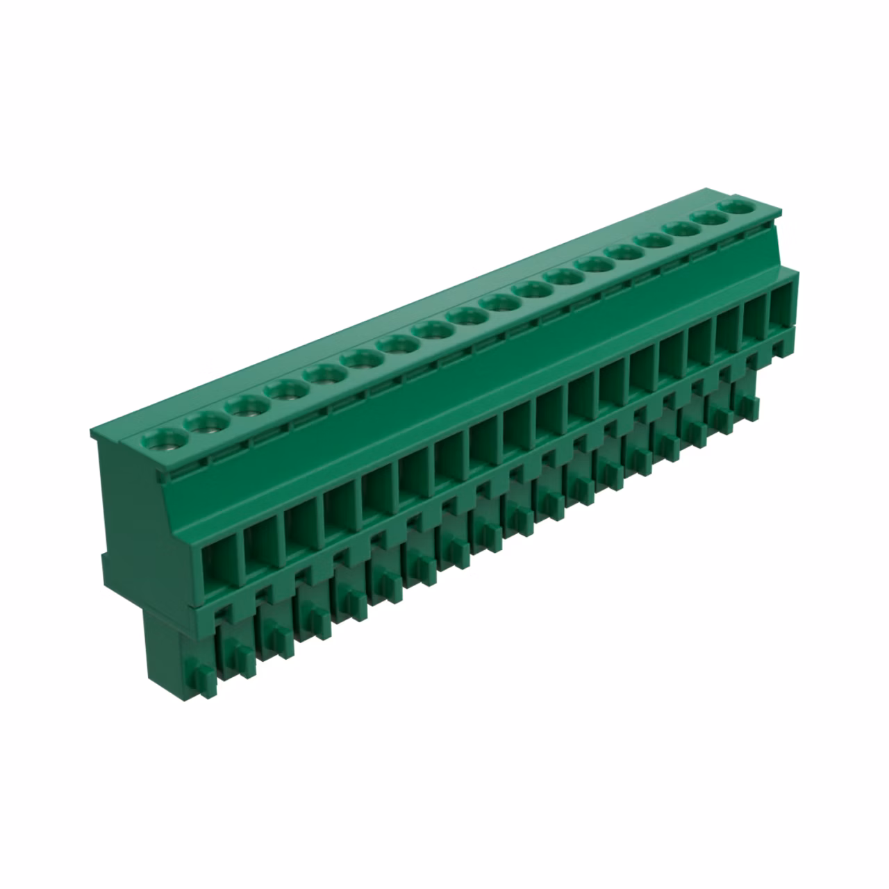 3.50mm Pitch Eurostyle Vertical Plug, Front Wire Entry, Green Housing, 18 Circuits for sale