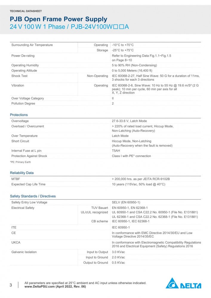 DELTA PJB datasheet page 3