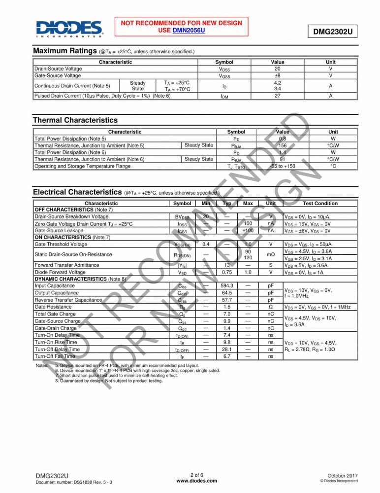 DMG2302U-7 datasheet page 2