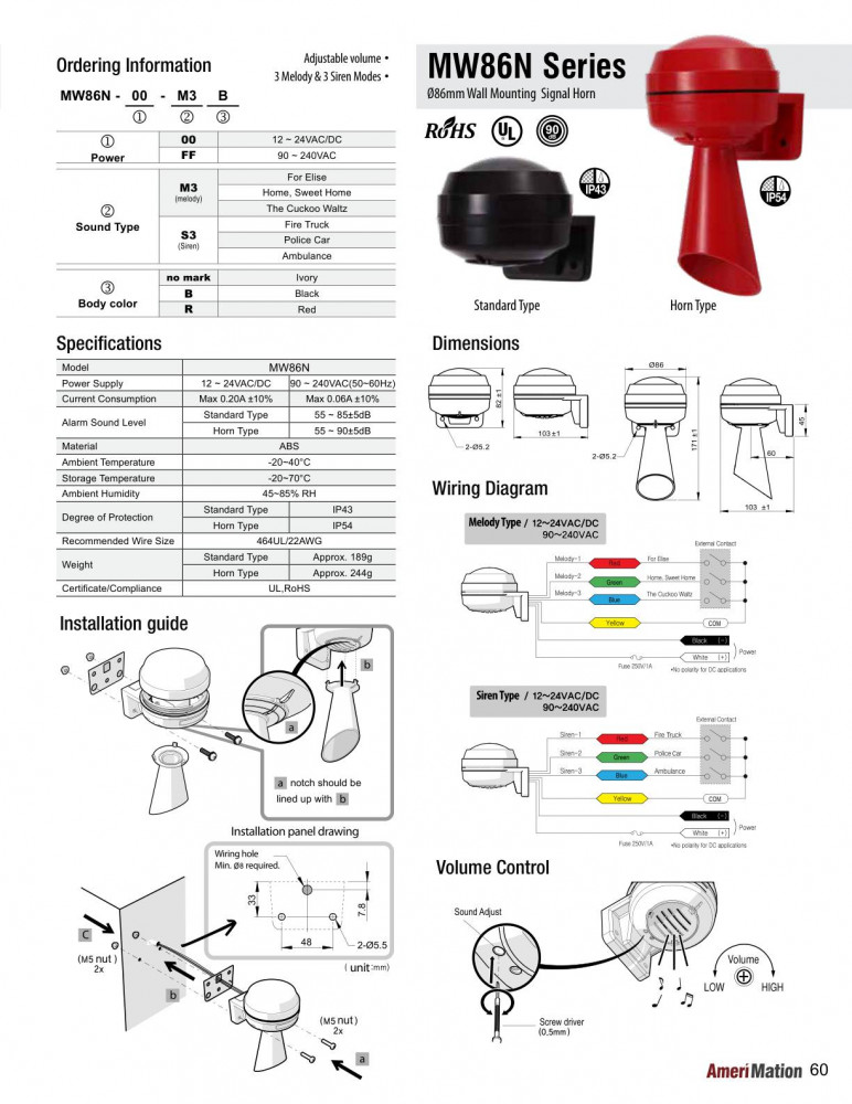 MW86N Series product documentation page