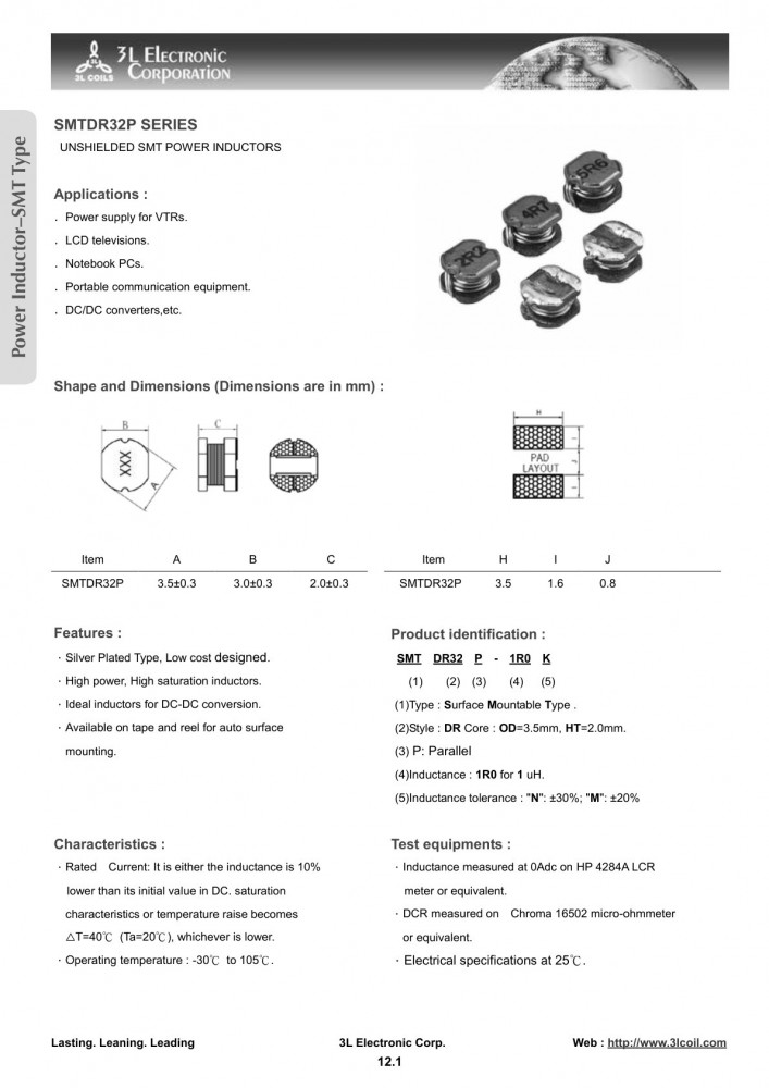 3L COILS SMTDR series catalogue page 2