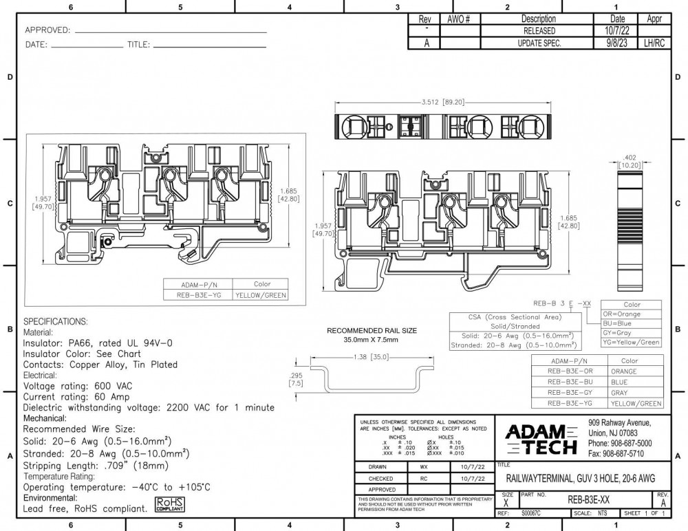 ADAM TECH REB-B3E-XX product document image