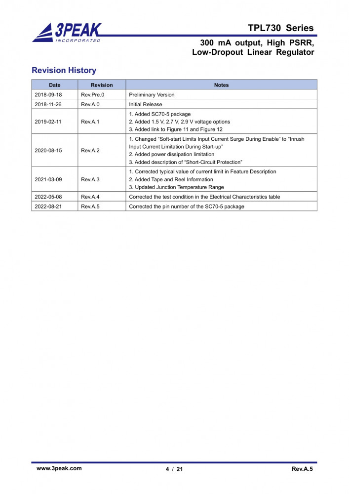 TPL730 datasheet page 4
