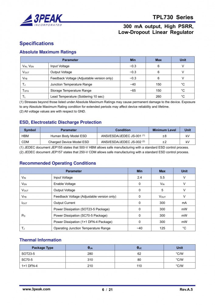 TPL730 datasheet page 6