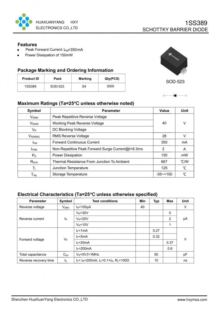 1SS389 datasheet page 1