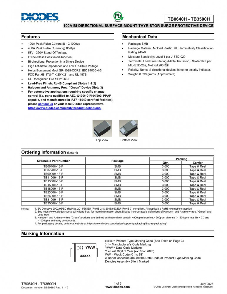 TB0640H-13-F technical document, page 1
