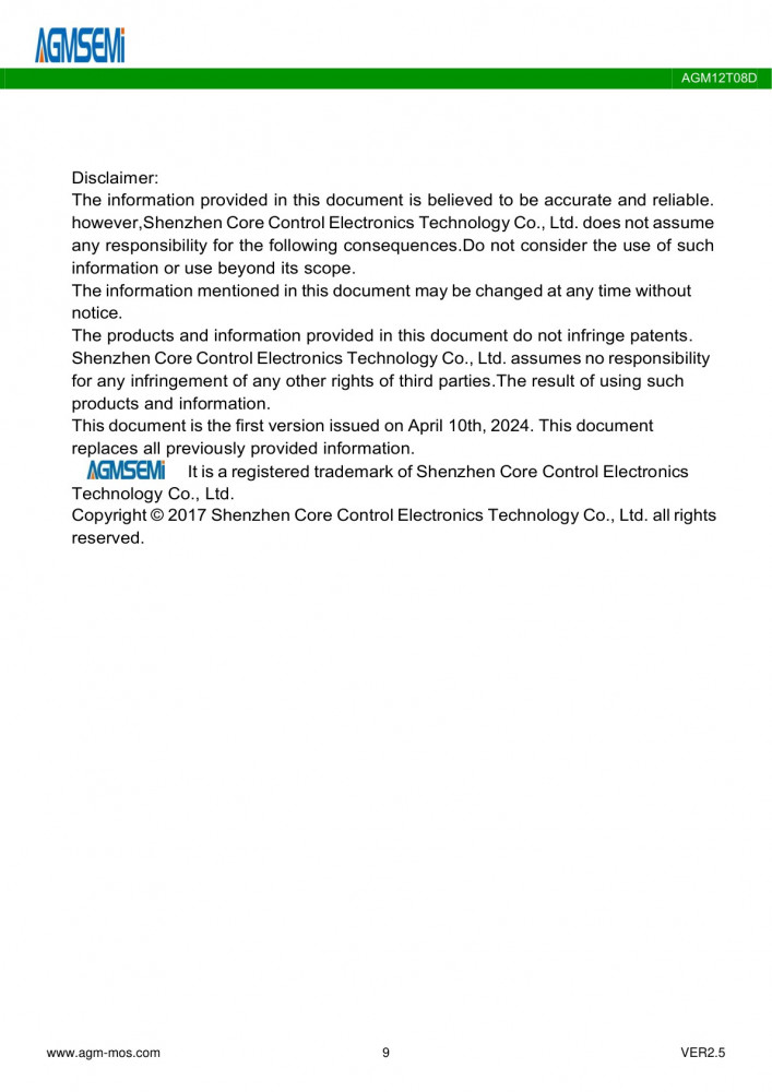 AGM12T08D datasheet page 9