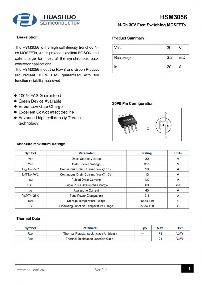 HSM3056 datasheet page 1