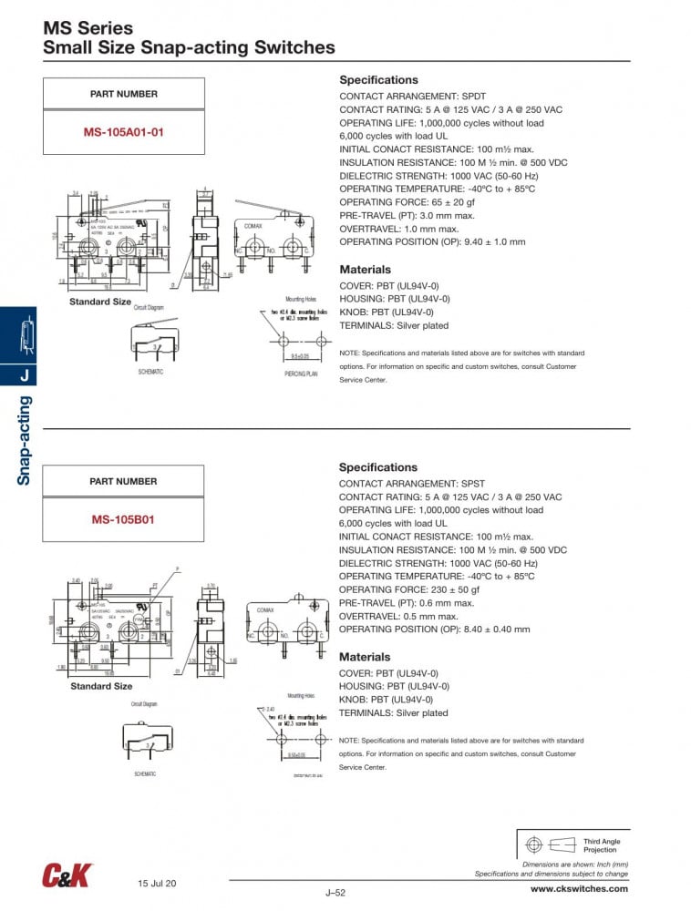 C&K MS-118305-A datasheet page 2