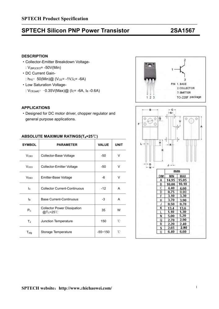2SA1567 datasheet page 1